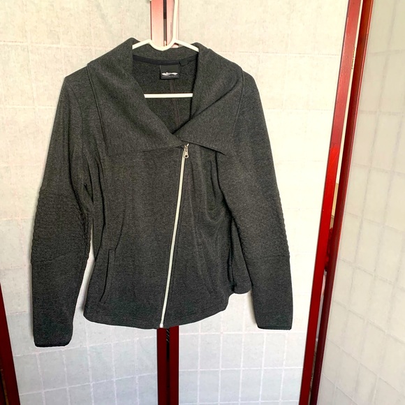 Cascade Collective | Jackets & Coats | Cascade Sport Gray Fleece Jacket Full Diagonal Zip Double ...